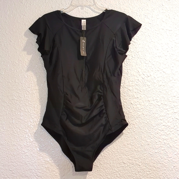 Tempt Me | Swim | Tempt Me Swimsuit With Ruffle Sleeves And Zipper High ...